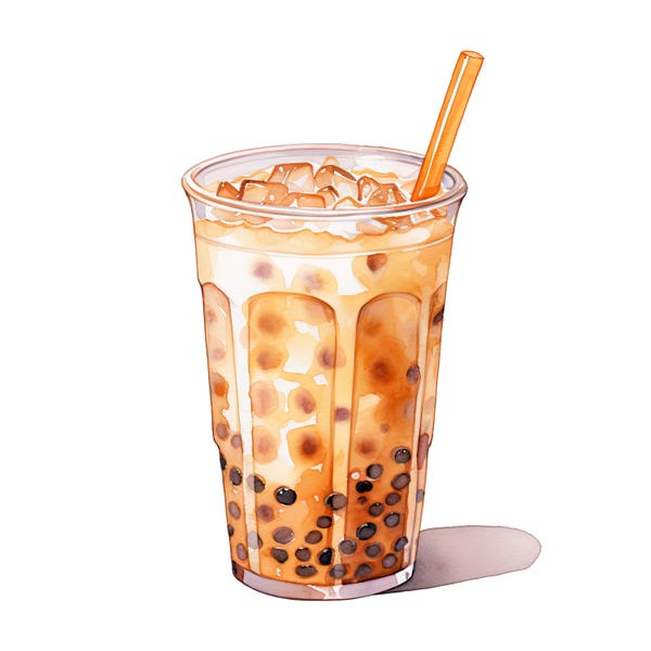 Watercolor Bubble Tea Clipart Bundle 75+ High Quality PNG & JPEG, Boba ...