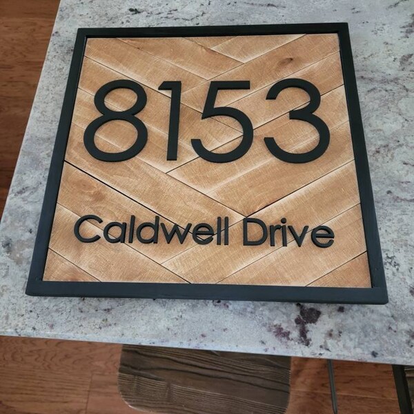 Framed House Numbers Sign Horizontal Number Vertical, Square Custom ...