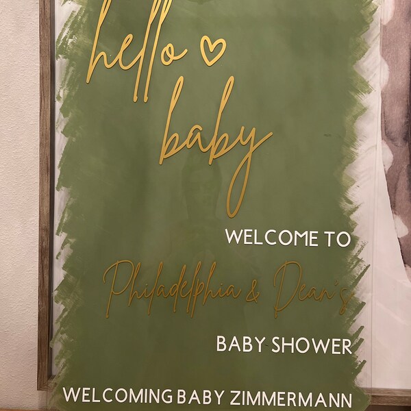 Hello Baby - Acrylic Baby Shower Sign - Etsy