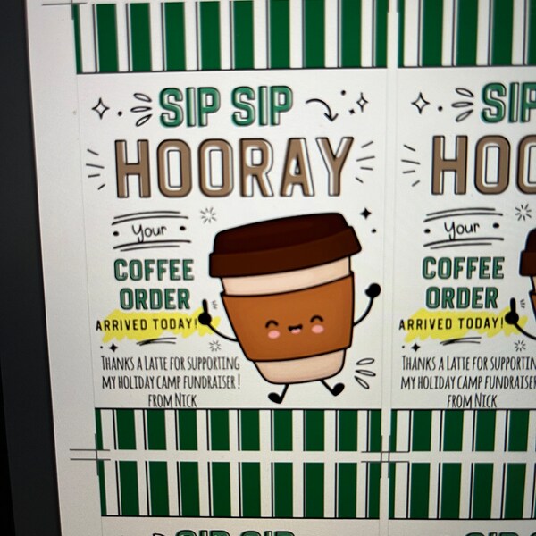 Sip Sip Hooray It's the First Day Gift Tag Template Editable Back to ...