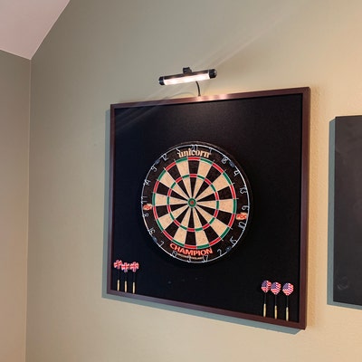 LED Lighted Custom Dart Board Backboard Cabinet 32 X 32 Black Felt With ...