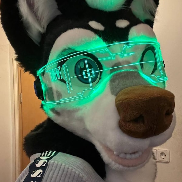 Illuminated Cyberpunk Cyber Goth Fursuit Visor CITADEL Clear **choose ...