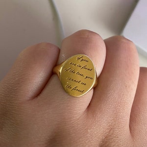 Cursive Initial Ring Signet Ring Initial Ring Engraved | Etsy