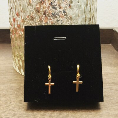 Cross Huggie Hoops, Cross Earrings, Cross Hoop Earrings, Hoop With ...