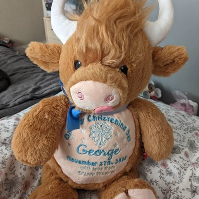 Personalised Cubbies Highland Cow Teddy Bear, Birthday Gift, Boy or ...