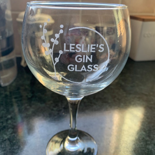 Personalised Gin Glass Laser Engraved Your Own Message Bespoke Designs ...