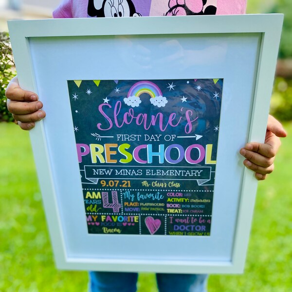Pink First Day of School Sign Editable, Last Day of School Sign ...
