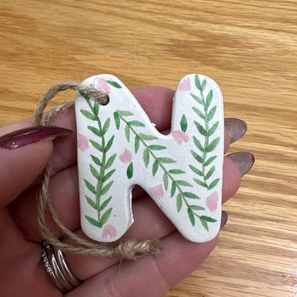 Clay Letter Christmas Hand Painted Ornament | Hand Painted Letter ...