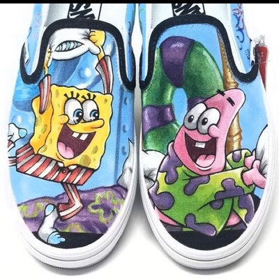 Custom Hand Drawn Wolf Shoes: Classic Vans Slip-on With Wolf Howling at ...