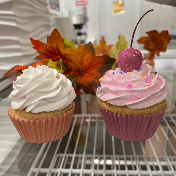 Fake Cupcake Set | Confetti Hearts & Pink Glitter Cherry - Etsy