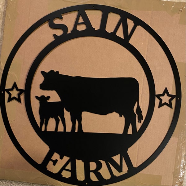 Cow Calf Metal Sign, Custom Cow/calf, Farmer Sign, Personalized ...