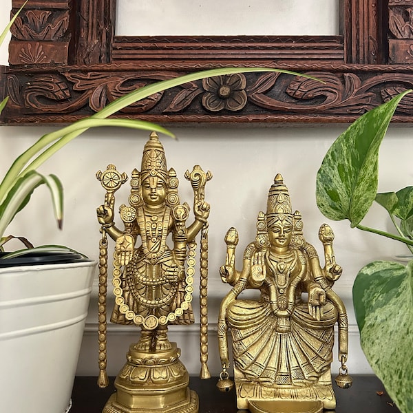 Tirupati Balaji With Padmavati Brass Statue – 27CM Lord Vishnu ...