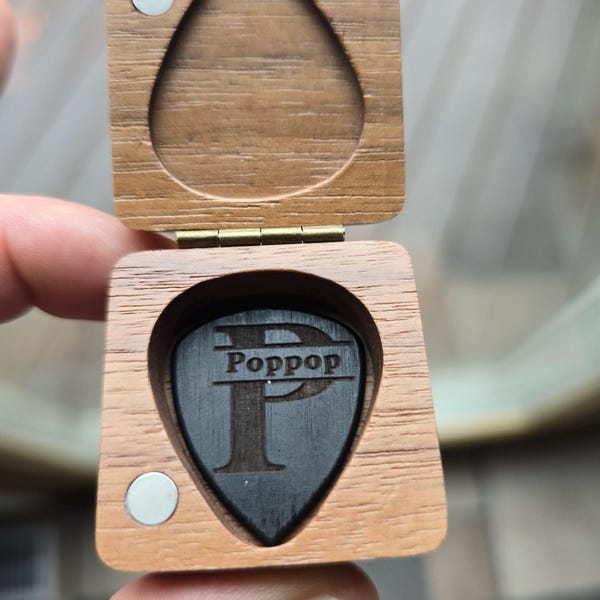 Personalized Wooden Guitar Picks With Case, Custom Guitar Pick Holder ...