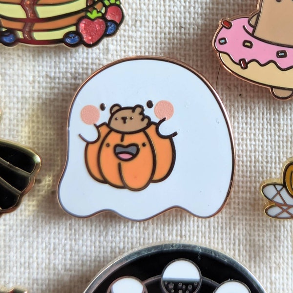 Ghost Enamel Pin | Kawaii Ghost Pin | Rose Gold Pin | Hard Enamel Pin ...