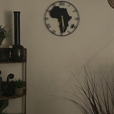 Black Africa Map Clock, Africa Metal Wall Clock, Livingroom Metal Wall ...