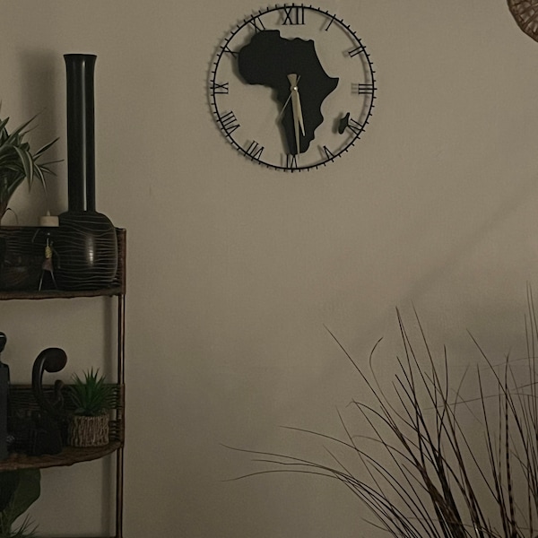 Black Africa Map Clock, Africa Metal Wall Clock, Livingroom Metal Wall ...