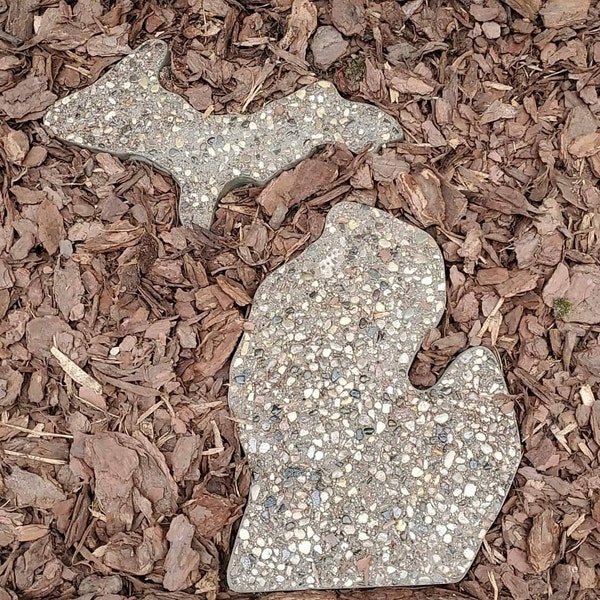 Beautiful Michigan Stepping Stone Set W/ Real Petoskey Stone Great Gift ...