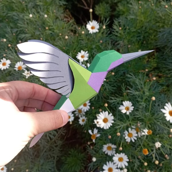 Low Poly Hummingbird SVG, PDF Papercraft. Digital Download, Paper Craft ...