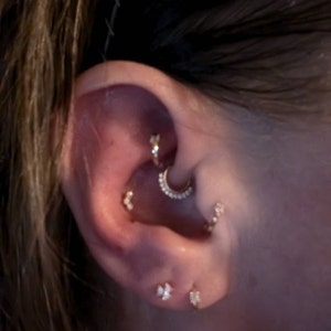 14K Solid Gold Triple Chain Attachment, Double Chain Piercing, Loop ...