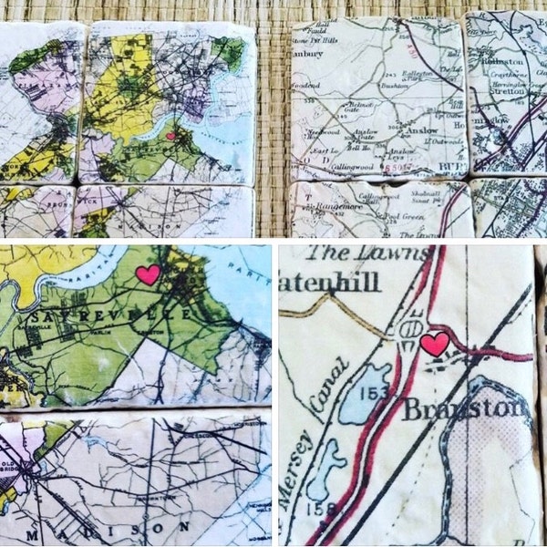 Custom Coasters City Map Coaster Set Atlas Map Custom Map Coasters ...