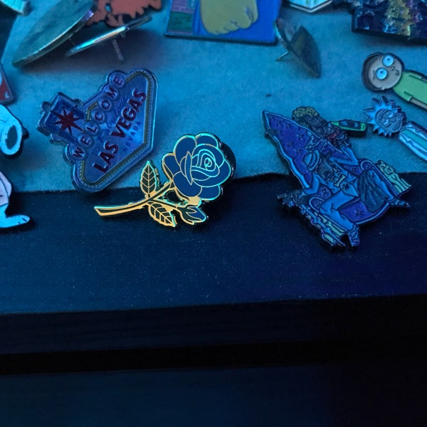 Blue Rose Enamel Pin - Flower Pins - June Birth Flower Valentine's Day ...