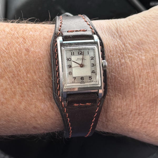 Waxy Brown Leather Rally Holes Bund Strap 20mm 22mm Bund Watch Band ...