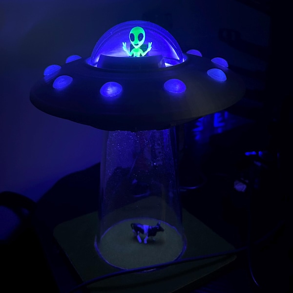 UFO Alien Abduction Silver LED Desk Lamp, Nightlight or Alien Decor ...