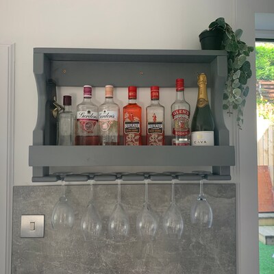 Gin Racks,winerack,handcraft Wine Wall Mounted/bar Shelf/gin Bar/black ...