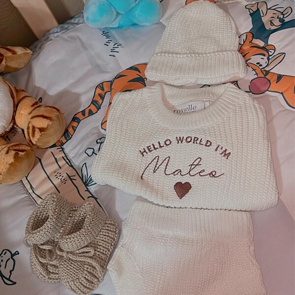 Personalised Hello World Baby Outfit Embroidered Newborn Baby Gifts ...