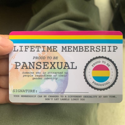 PANSEXUAL Lifetime Membership Card Gay Pride Card LGBT Identity Card ...