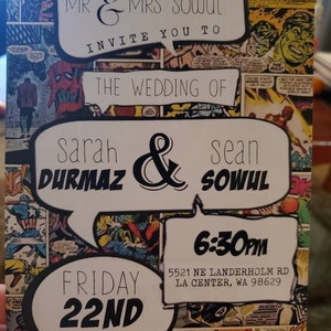 Wedding Invitation Comic Book Wedding Invitemarvel Comics - Etsy