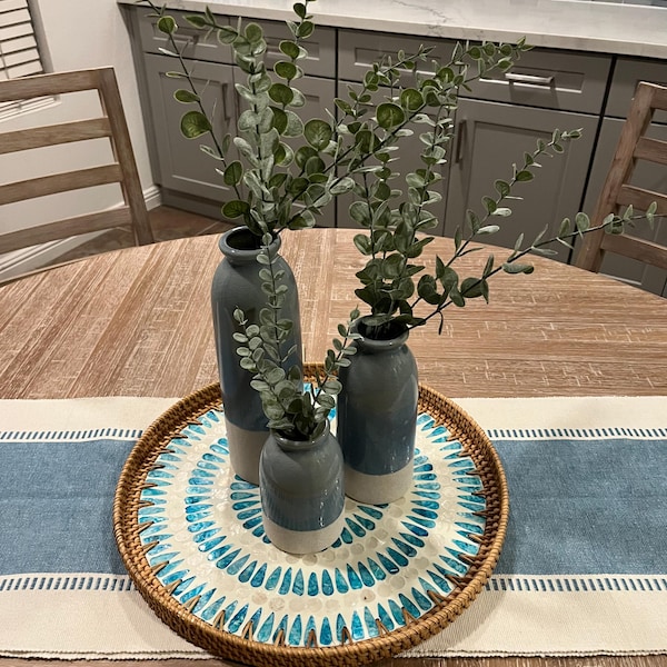 Oasis Boho Rattan Side Table Set, Bedside Table, Round Modern Coffee ...