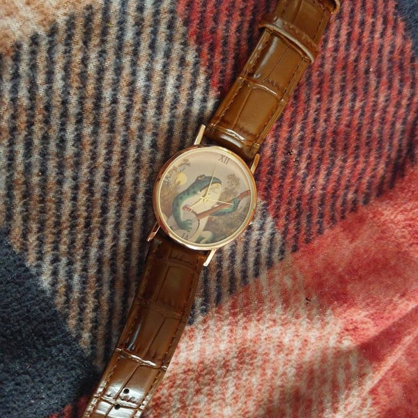 Frog Playing Guitar Leather Watch, Frog Music Ladies Watch, Unisex ...