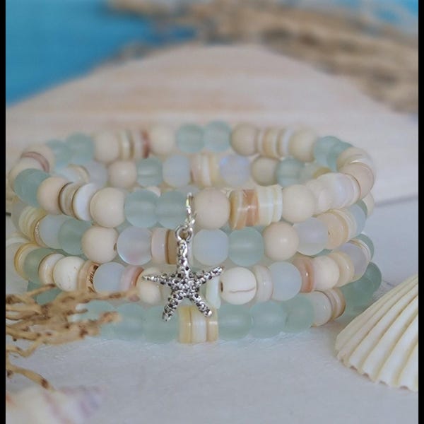 2 Beach Bracelets, Boho Bracelets, Sea Glass Bracelets, Beachy ...