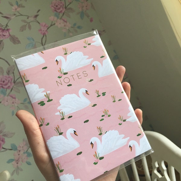 A6 Mini Notebook - Pink Swan - Etsy