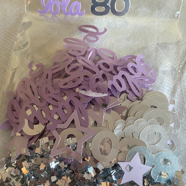 80th Birthday Party Personalized Confetti - Name, 80, Stars, Glitter ...
