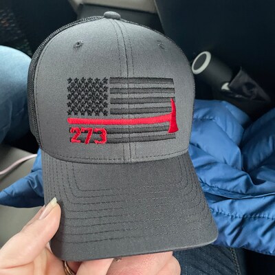 Free Personalization Thin Red Line Axe Fire Fighter American Flag Dark ...