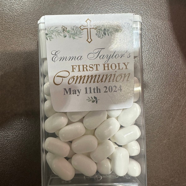 Set of 12 First Communion Flowers Personalized Tic Tac, First Communion ...