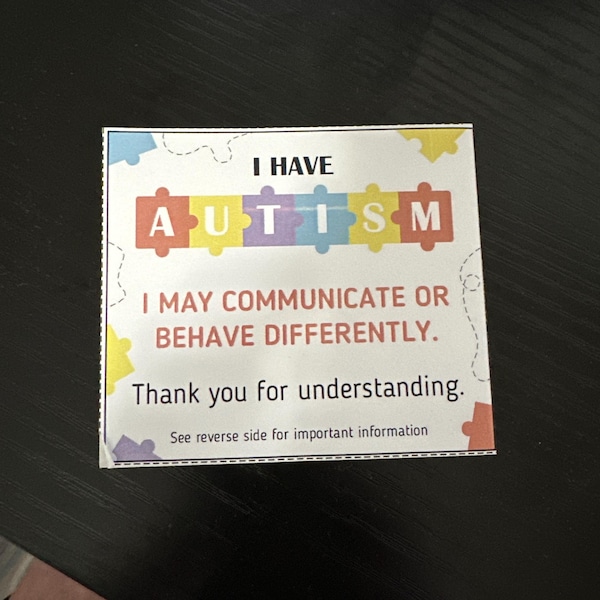 Editable Autism ID Card | Emergency Contact Card | Autism Medical Card ...