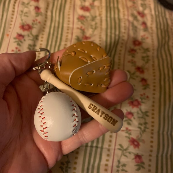 Baseball Key Chain | Mini Baseball Set Bag Tag | Custom for Baseball ...