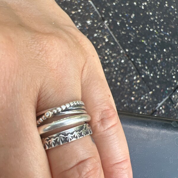 Solid 925 Sterling Silver Coconut Tree Ring,seaside Forest Ring,family ...