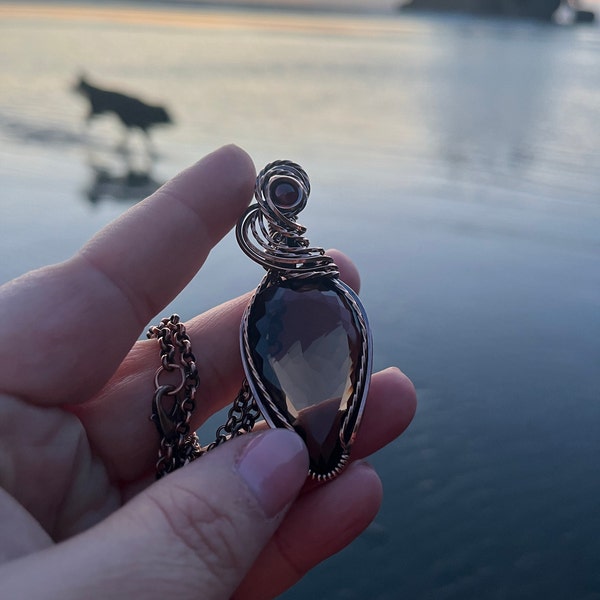 Blue Hemimorphite & Moonstone Wire Wrapped Copper Pendant, Artisan ...