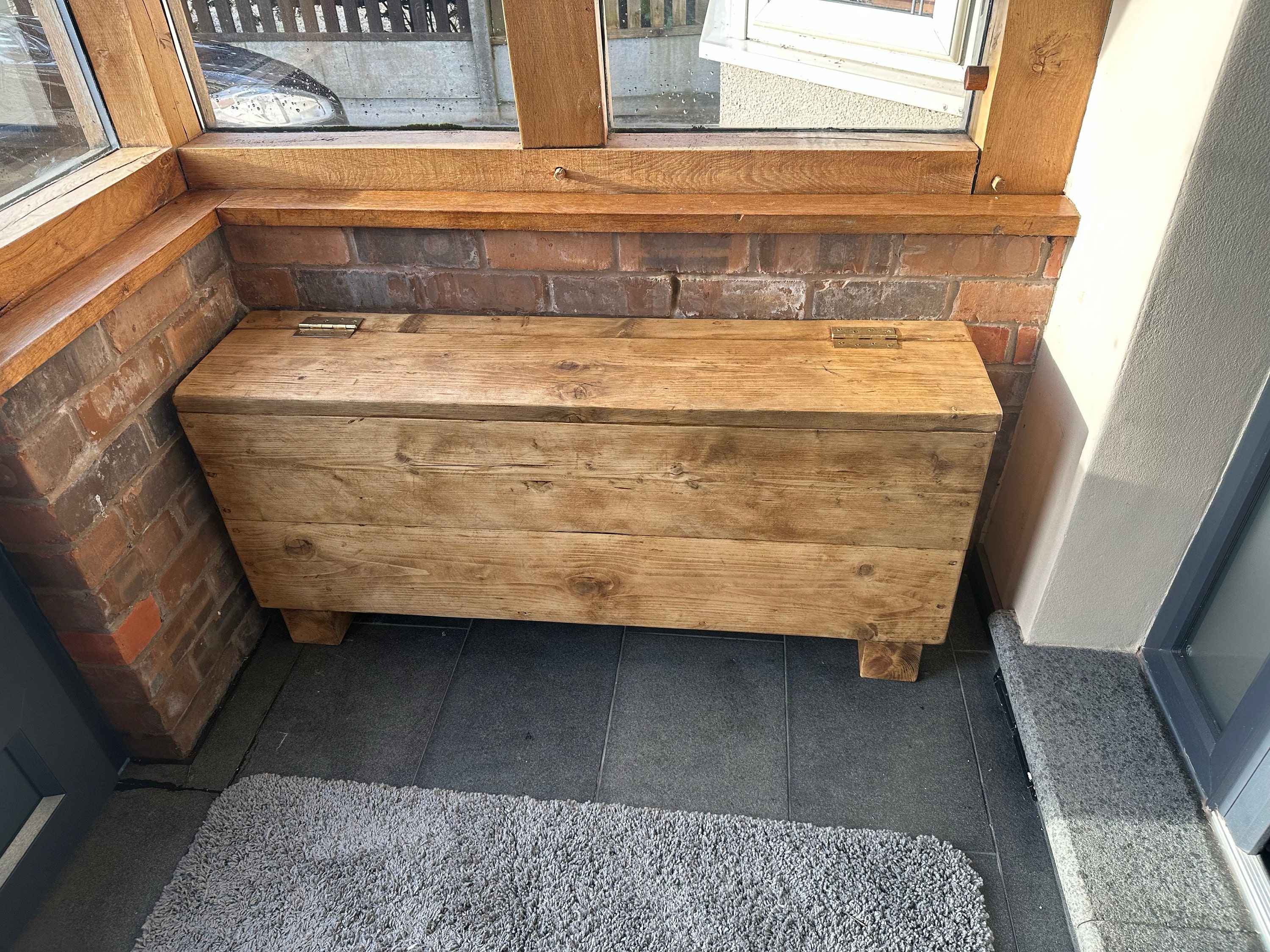 reclaimed wood hallway bench hall storage box seat shoe storage bedroom ...