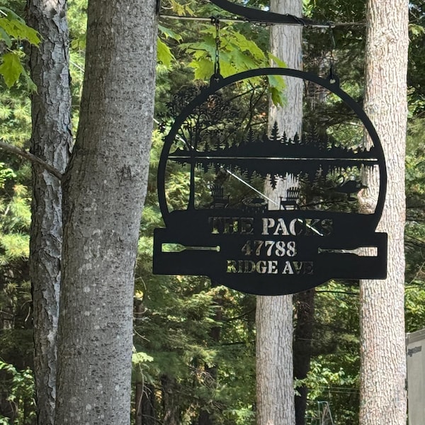 Customized Lake House Metal Address Sign, Last Name Metal Sign ...