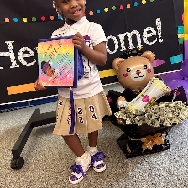 Personalized Black Kid Graduation Cap Topper, Kindergarten Nailed It ...