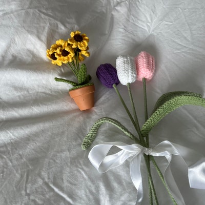 Crochet Mixed Flowers Bouquet in Picture Frame Handmade - Etsy