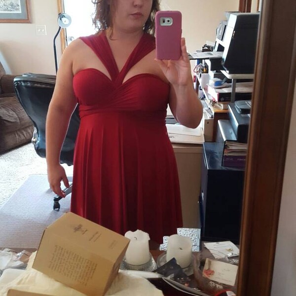 Ruby Red SHORT Infinity Dress Convertible Formal Multiway Wrap ...