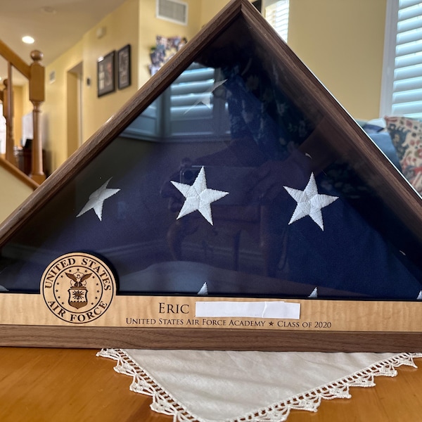 Personalized Memorial Flag Display Case for a 5' X 9.5' Burial or ...
