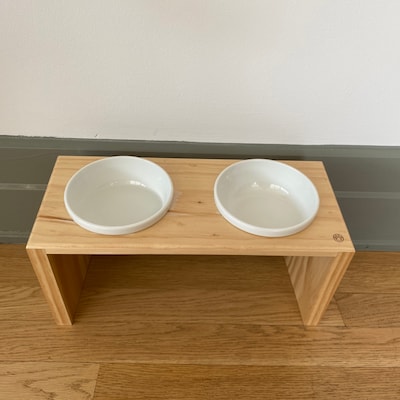 13cm Height Elegant Tilt Wooden Bowl Stand for Cats and Small Dogs ...
