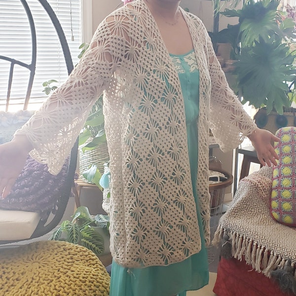 PDF Crochet Pattern for the Webwork Cardigan - Crochet Sweater ...